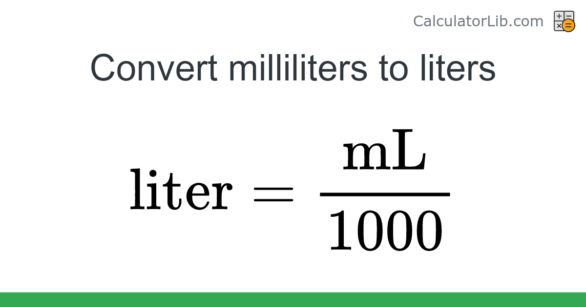 Milliliters Liters Converter mL To Liter Volume Converter