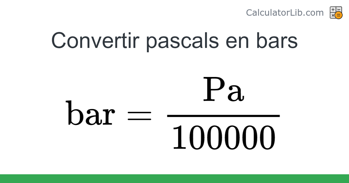 Pascals → Bars converter (Pa en bar) - Pressure Converter - Calculateur ...