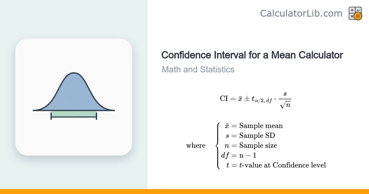 Confidence Interval for a Mean Calculator - CalculatorLib