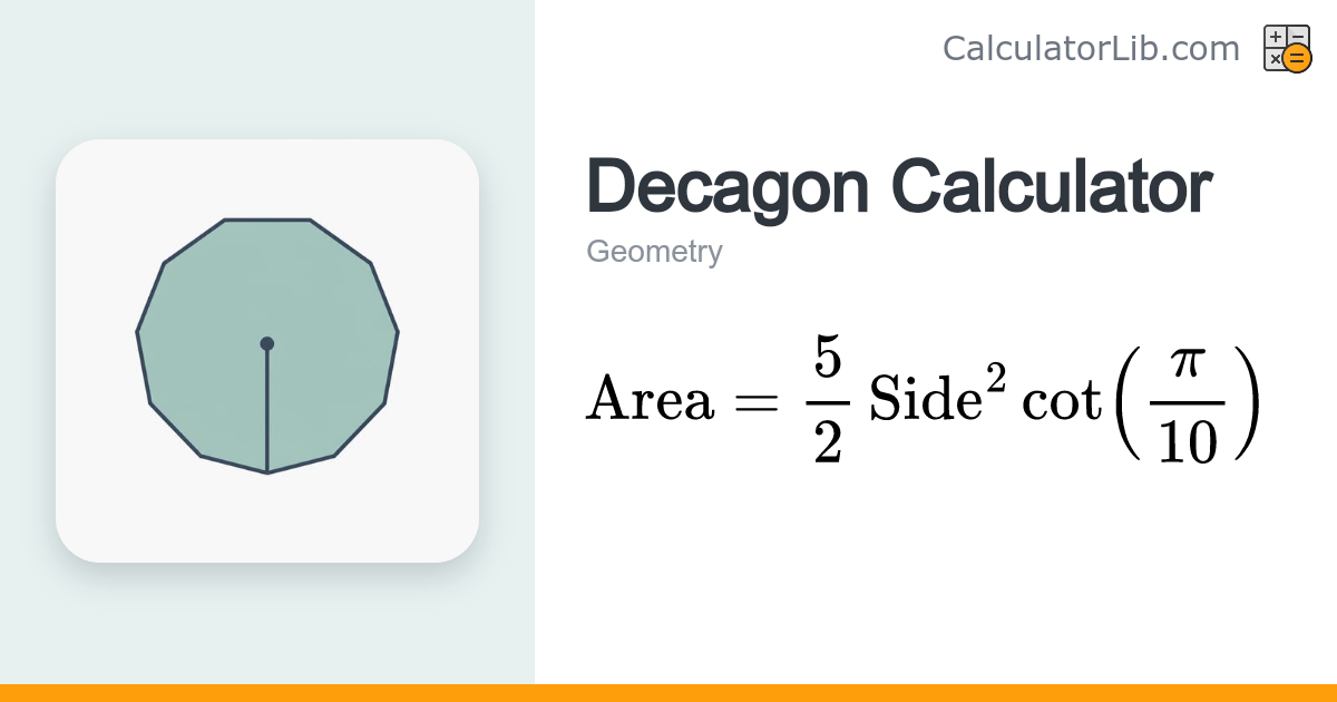 Decagon Calculator — Area & Perimeter of a 10-Sided Polygon - CalculatorLib