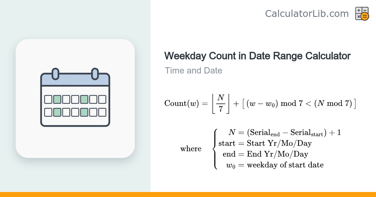 Weekday Count in Date Range Calculator - CalculatorLib